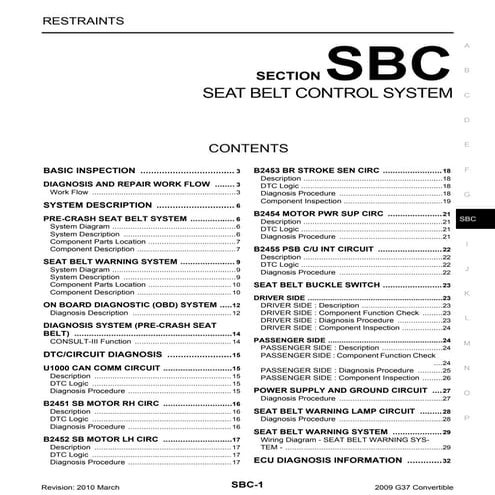 Infiniti Seat Belt Control System | PDF