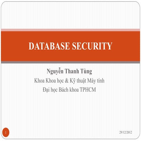 SBC 2012 - Database Security (Nguyễn Thanh Tùng) | PDF