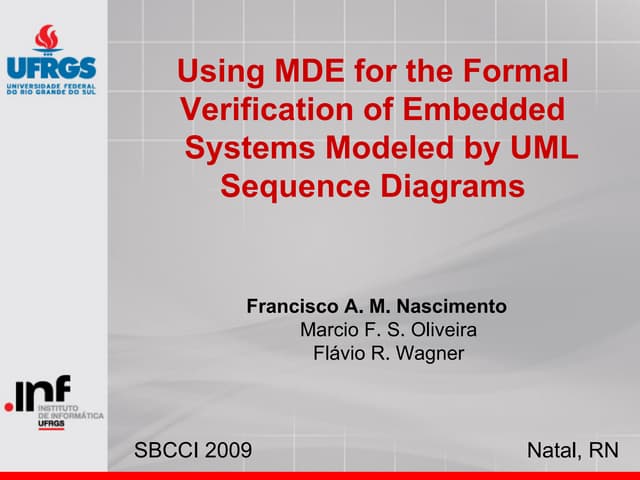 Using Mde For The Formal Verification Of Embedded Systems Modeled By Uml Sequence Diagrams Ppt