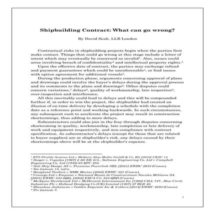 Shipbuilding Contract: What can go wrong? | PDF