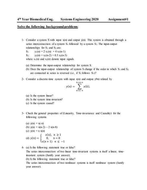 Lecture 4: Classification of system | PDF