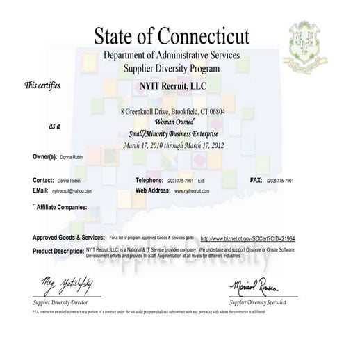 SBE/MBE Certified Vendor | PDF
