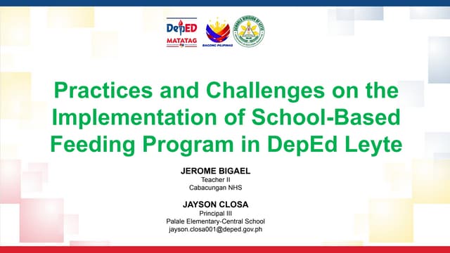 ACTION PLAN ON SCHOOL BASED FEEDING PROGRAM OF MAMALI NHS .pdf | Business | Business and Finance