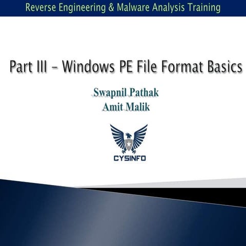 Reversing Malware Analysis Training Part3 Windows Pefile Formatbasics Ppt