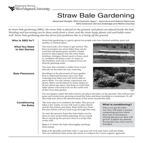 Straw Bale Gardening ~ West Virginia Univ | PDF