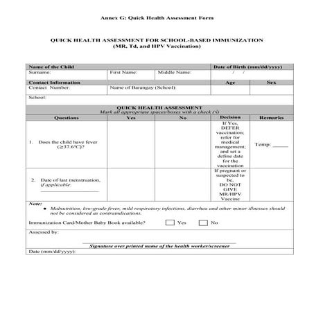 SBI Quick Health Assessment Form 2024-2025 | PDF