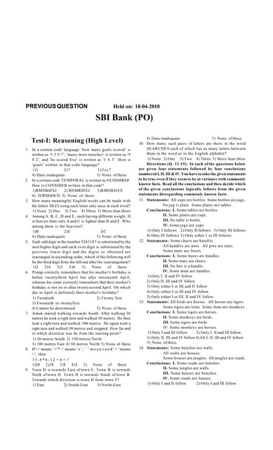 Sbi 2003 question paper | PDF