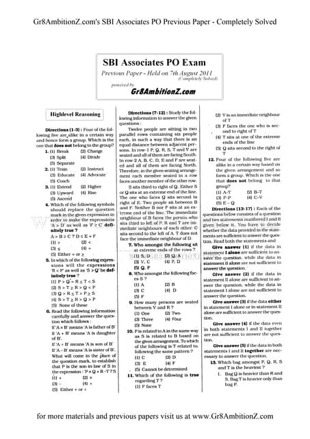 Sbi po june 2014 question paper | PDF