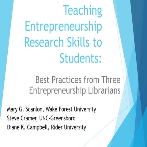 Teaching Entrepreneurship Research Skills to Students: Best Practices ...