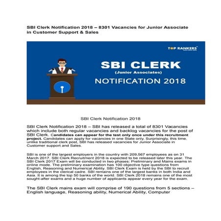 SBI Clerk Notification | PDF