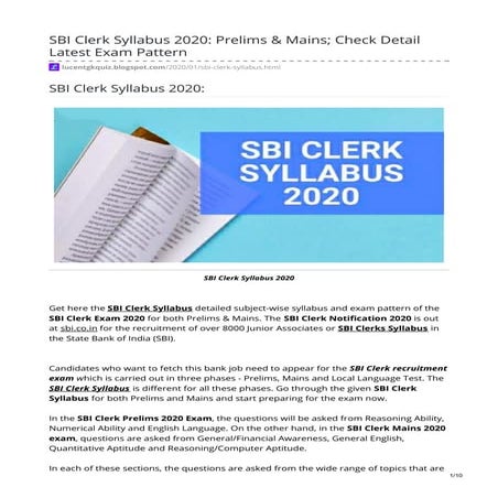 Sbi clerk syllabus 2020 | PDF