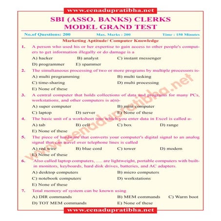 Sbi modal paper | PDF
