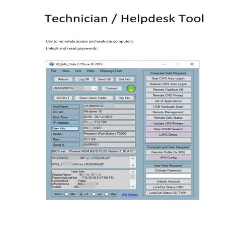 Technician / Helpdesk tool | PDF