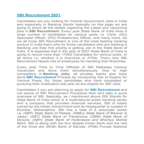 Sbi recruitment 2021 | PDF