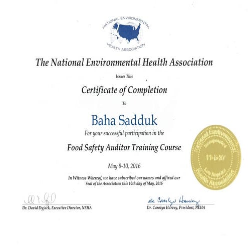 Food Safety Auditor Training Certificate | PDF