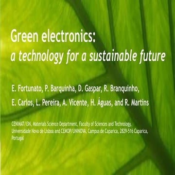 Green electronics: a technology for a sustainable future. | PDF