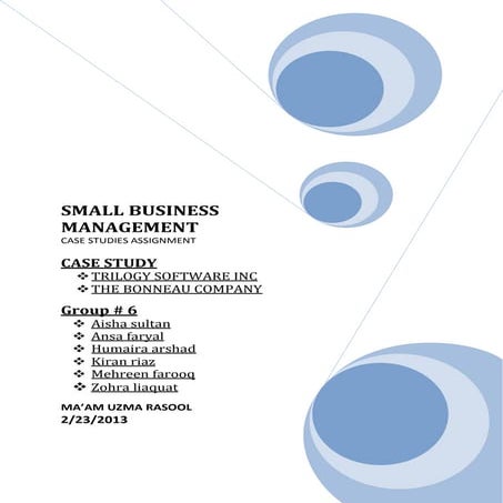 CASE STUDY ON TRILOGY SOFTWARE INC AND THE BONNEAU COMPANY | DOCX