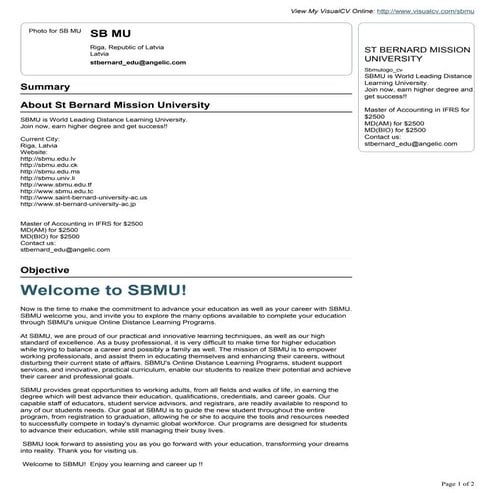 Sb Mu Visual Cv Resume | PDF