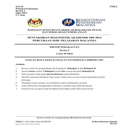 Kertas 2 Prinsip Perakaunan Tingkatan 5 | DOCX