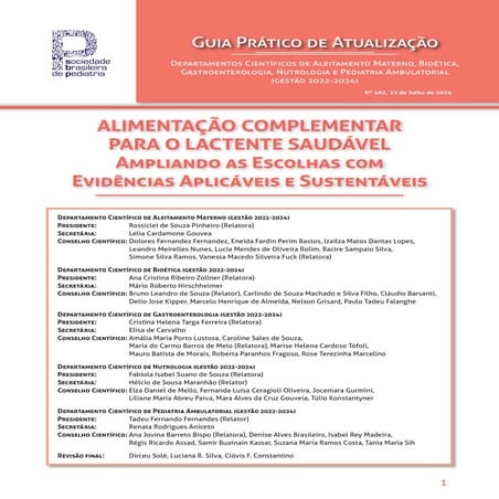 SBP: Manual de Alimentacao & Segurança Alimentar - gestação, lactente ...