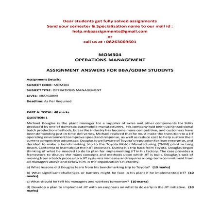 Sbs operations management mom 304 | PDF