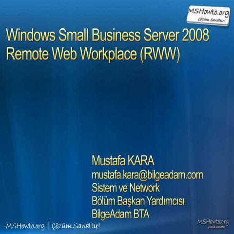 Windows Small Business Server 2008 Üzerinde Remote Web Workplace (RWW ...