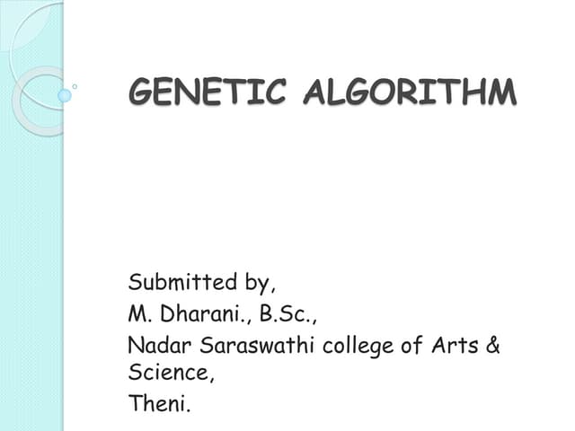 Genetic algorithm ppt | ODP