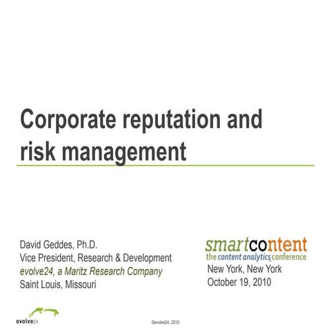 Corporate reputation and risk management | PPTX
