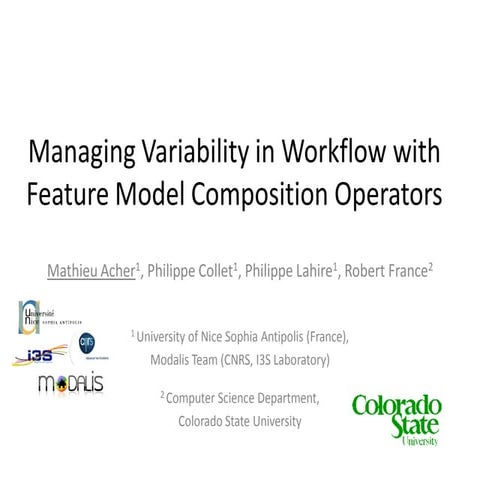 Managing Variability In Workflow With Feature Model Composition