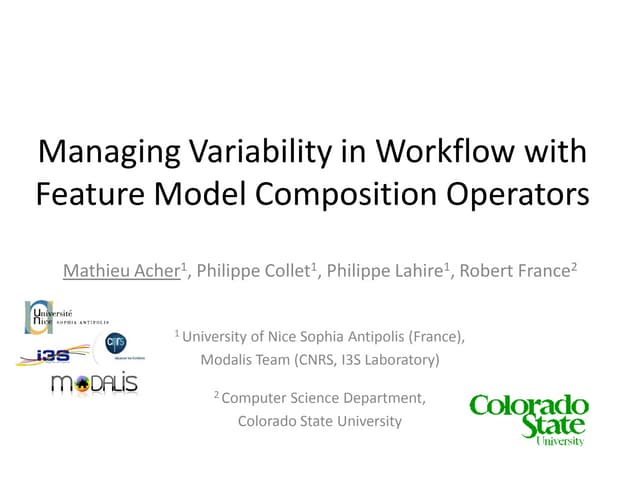 Managing Variability In Workflow With Feature Model Composition