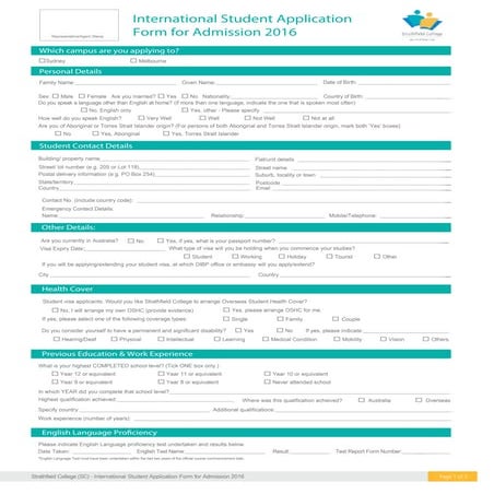 Strathfield college Sc 2016 application-form-email | PDF