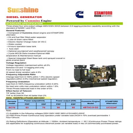Sc275 cummins generator sets | PDF