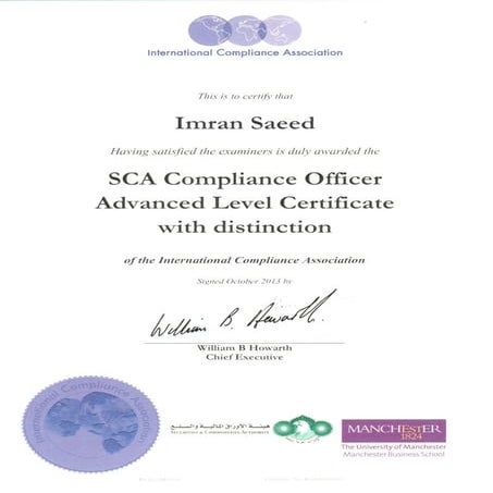 SCA Compliance officer - Advance Level Certification | PDF
