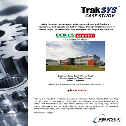 Scada And Performance Traksys Case Study Eckes Granini | PDF