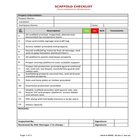 SCAFFOLD CHECKLIST Form # HSEQ - SC Rev 3 -.docx