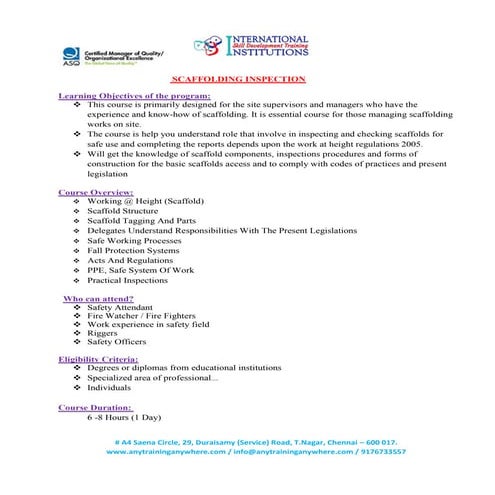 Scaffolding inspection | PDF