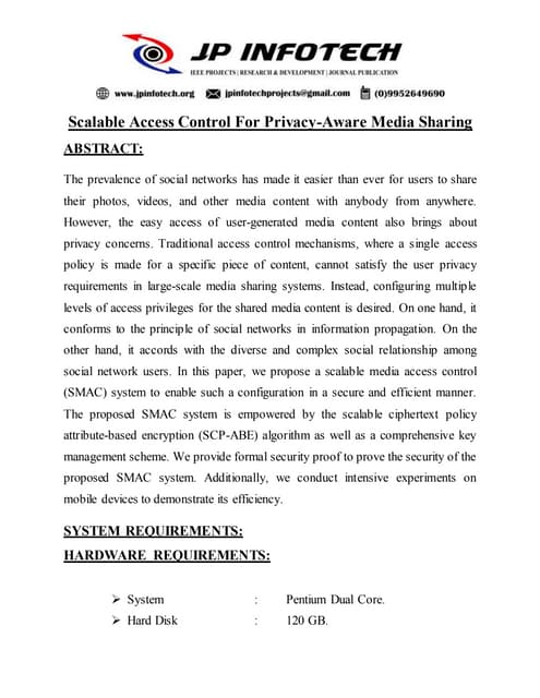 Scalable Access Control For Privacy Aware Media Sharing Pdf