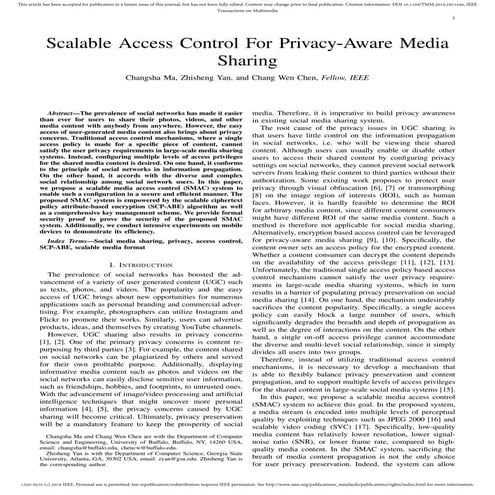 Scalable Access Control For Privacy Aware Media Sharing Pdf