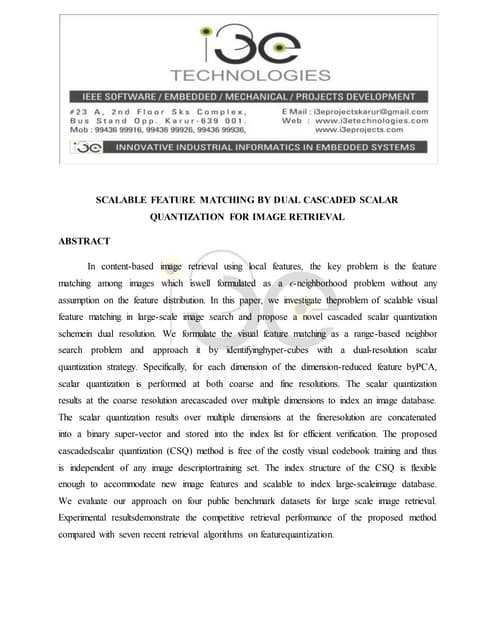 Scalable Feature Matching By Dual Cascaded Scalar Quantization For Image Retrieval Pdf