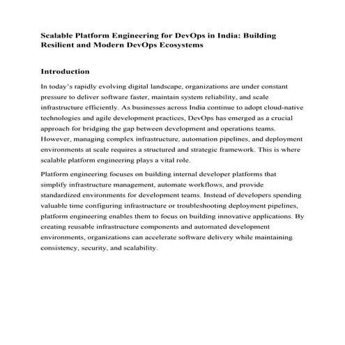 Scalable Platform Engineering for DevOps in India: Building Resilient ...