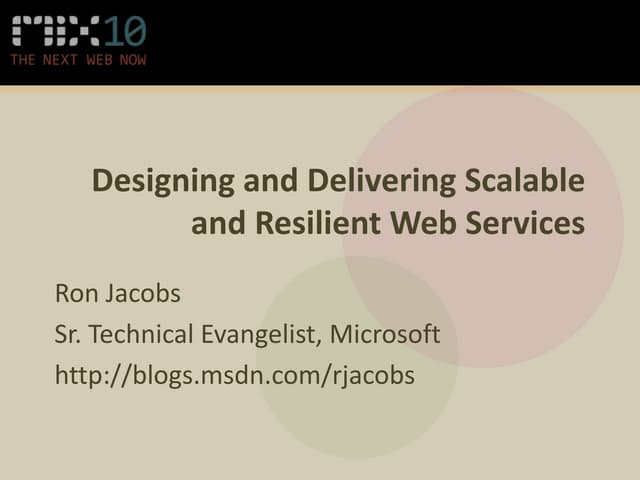 Scalable Resilient Web Services In Net