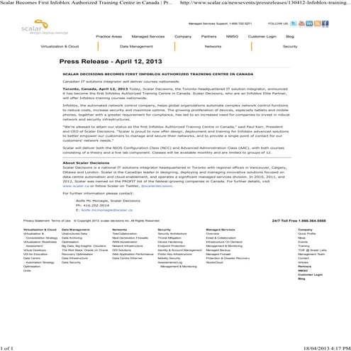 Scalar becomes first Infoblox Authorized Training Centre in Canda press release scalar decisions ...