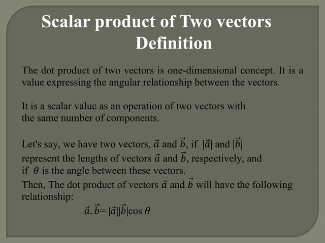 Scalar Product Of Vectors Ppt