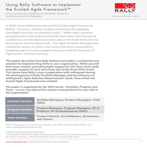 Scaled Agile Framework Whitepaper Pdf Business Business And Finance