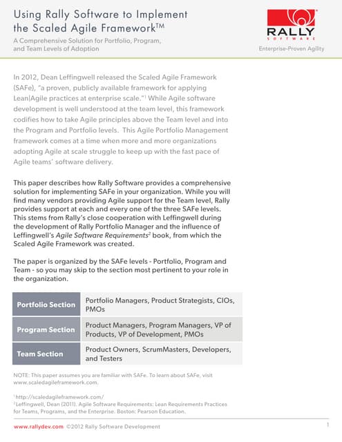 Scaled Agile Framework Whitepaper Pdf Business Business And Finance