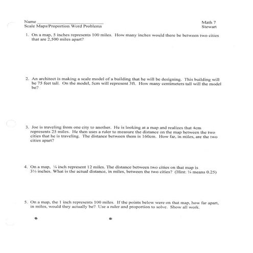 Scale maps proportions worksheet | PDF