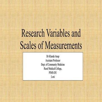 Research Variables and Statistical Measurement Scales | PDF