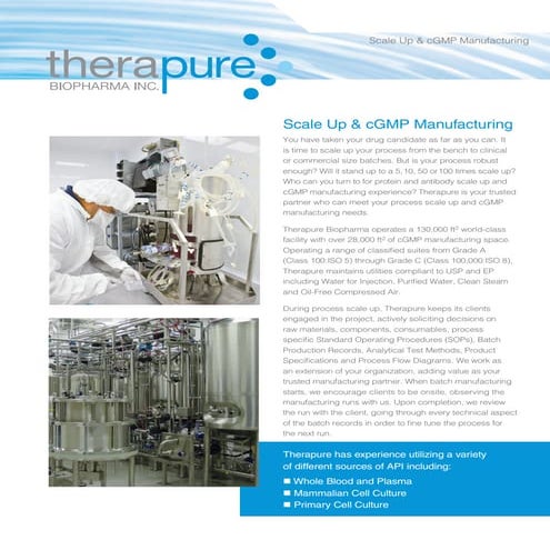 Scale up and c gmp manufacturing | PDF