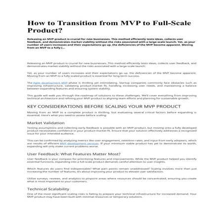 Guide to Transitioning MVP to Full-Scale Product | PDF
