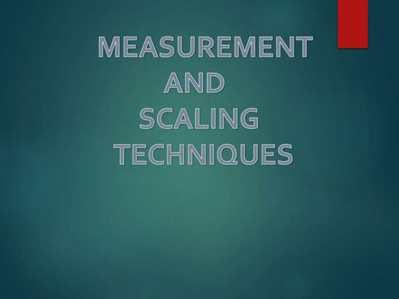 Measurement and Scales in Research Methodology | PPTX